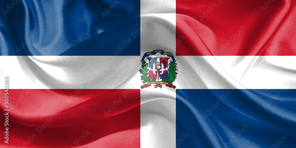 Dominican Flag. Flag Waving Dominican Flags. 3D Realistic Background ...