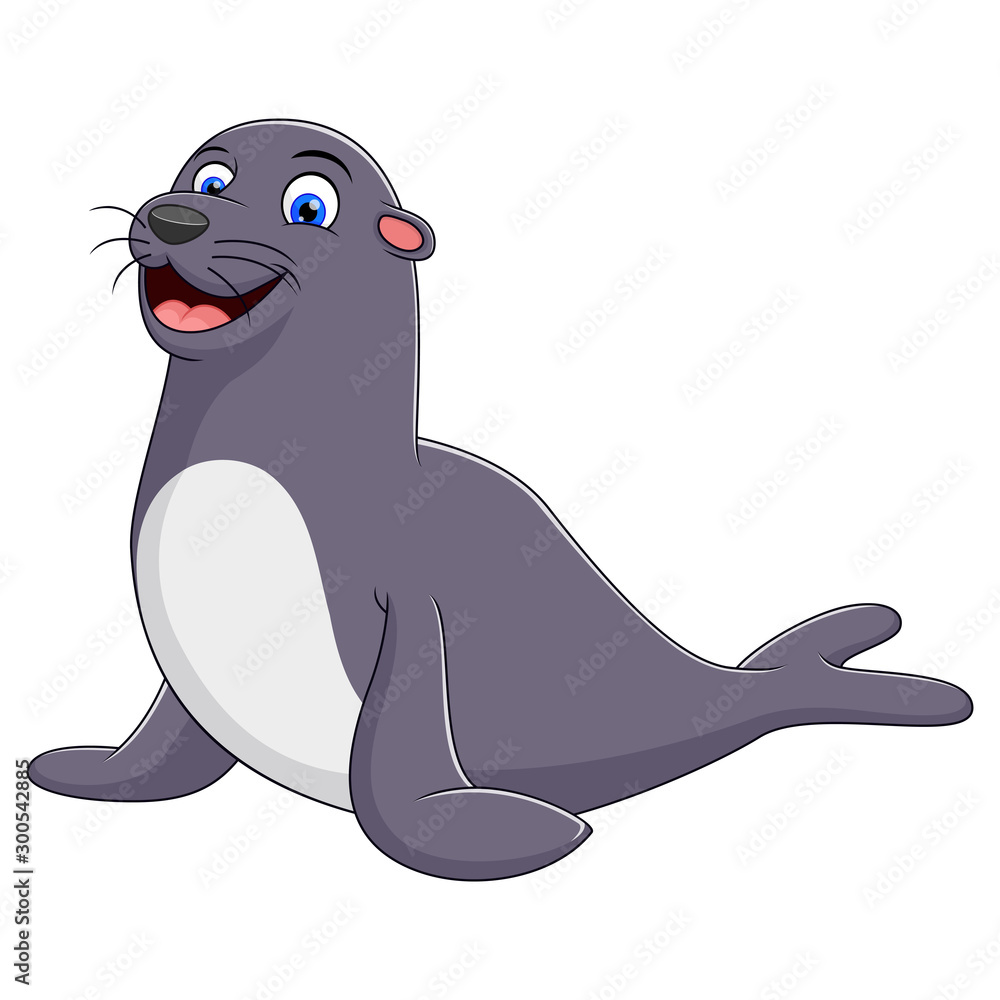 A seal cartoon isolated on white background 素材庫向量圖 | Adobe Stock