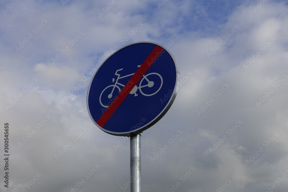 End of cycle way road sign Stock Photo | Adobe Stock