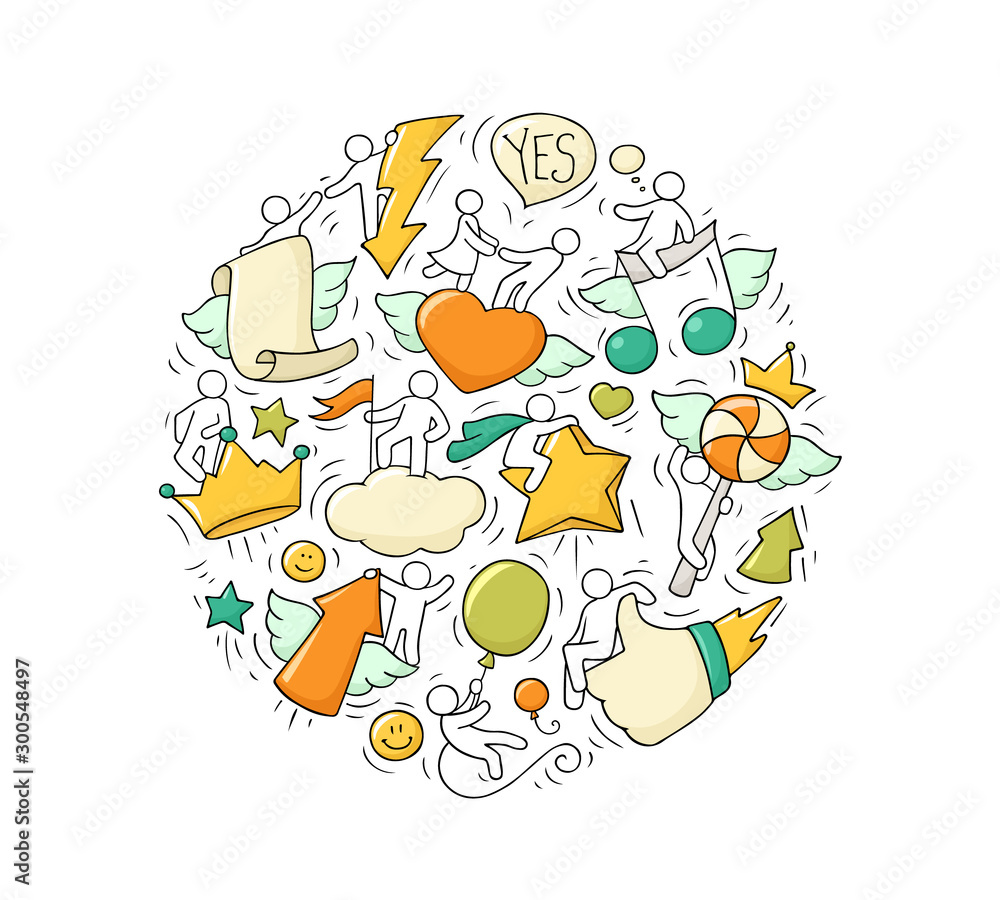 Cartoon circle illustration with lifestyle symbols Stock Vector | Adobe ...