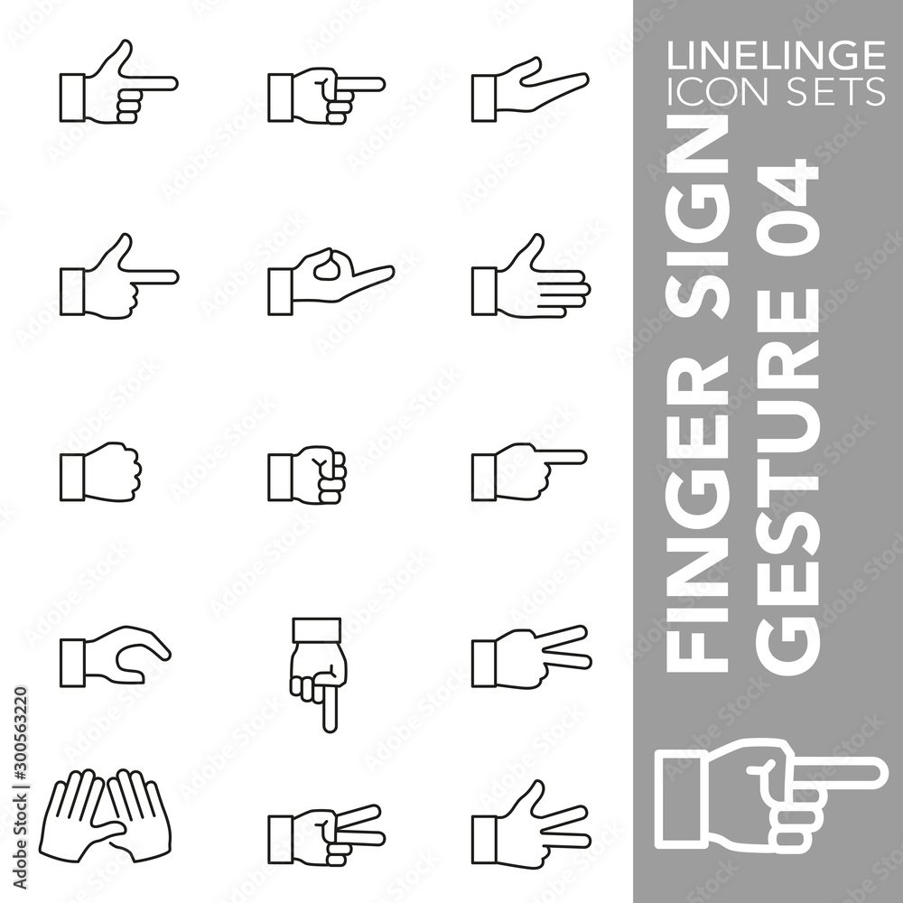 Thin line Icon set of Finger Sign and Hand Gesture 04. Linelinge are ...