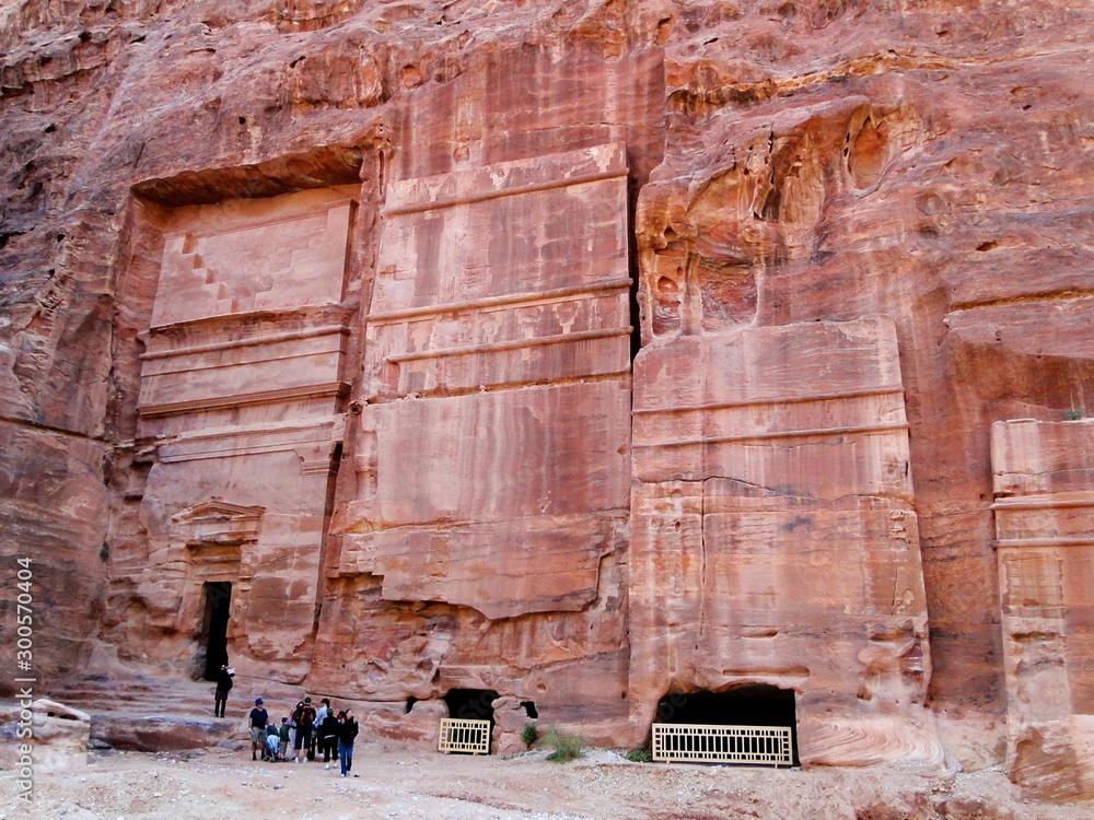 Crowded tourists visit Petra old city in Jordan. It is known as the ...