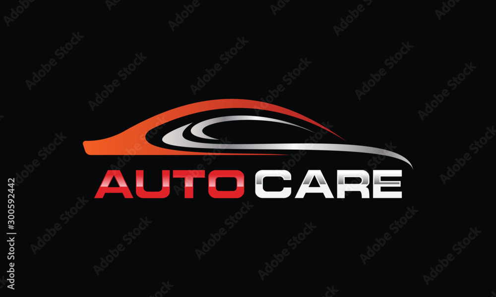 Auto car Logo Template vector icon Silver and red colors, Garage. Car ...