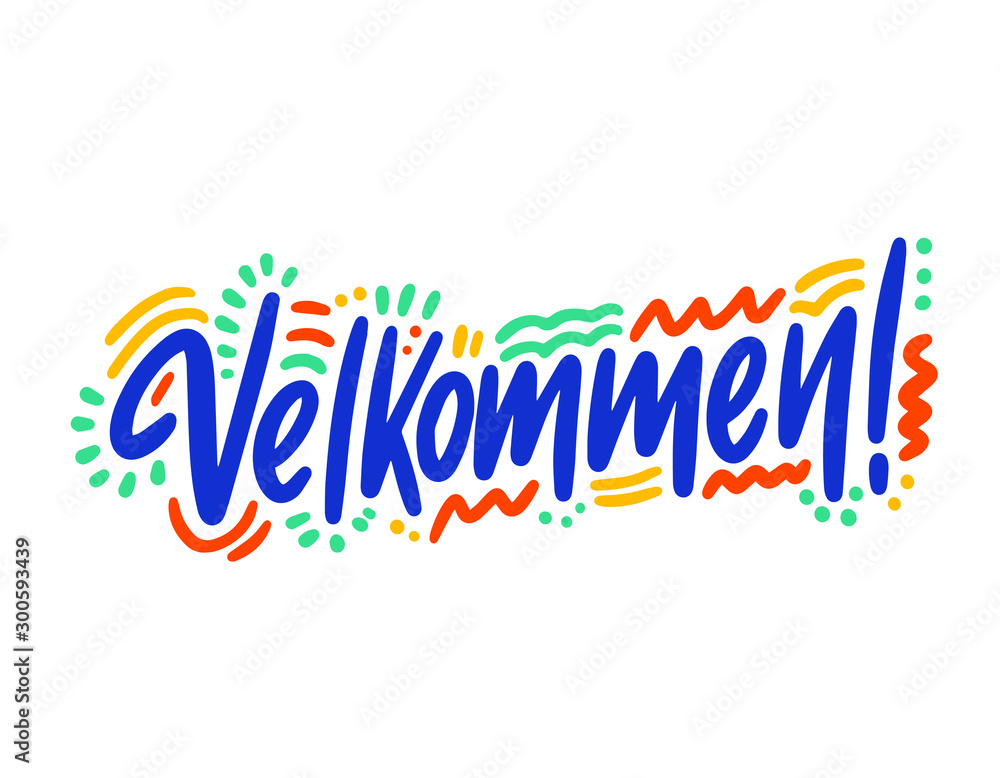 Vetor de Velkommen hand drawn vector lettering. Inspirational ...