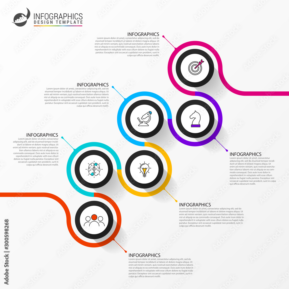 Infographic design template. Timeline concept with 6 steps Stock Vector ...