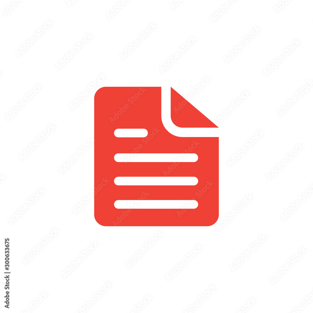 Document Red Icon On White Background. Red Flat Style Vector ...