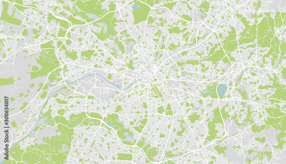 Detailed map of Manchester, UK Stock Vector | Adobe Stock