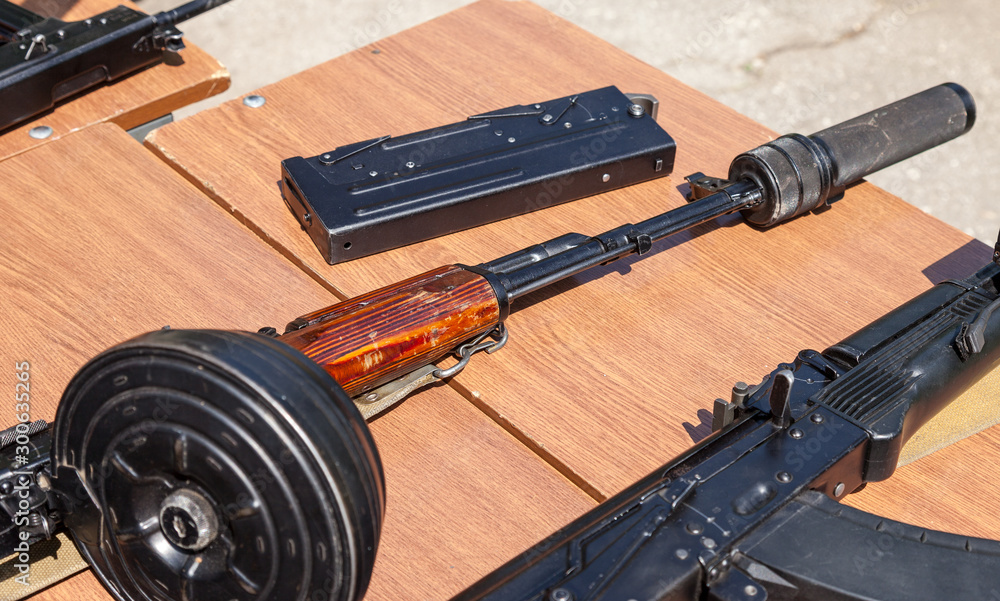 Russian firearms. Submachine gun PP-90, folded. Stock Photo | Adobe Stock