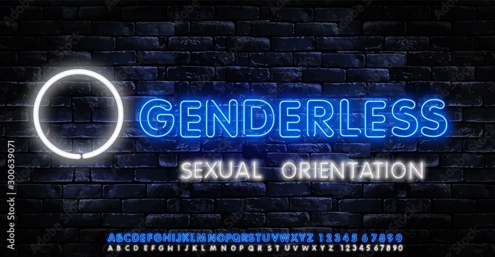 Genderless neon text. Sexual orientation concept, collection light ...