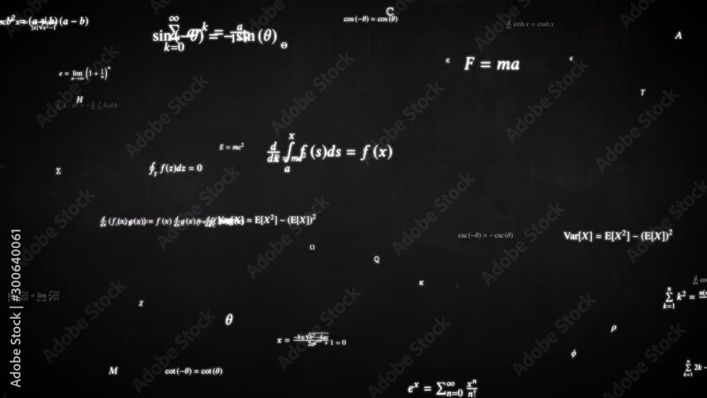 Fly through Math Formula Equation Science Symbols on Blackboard - 4K ...
