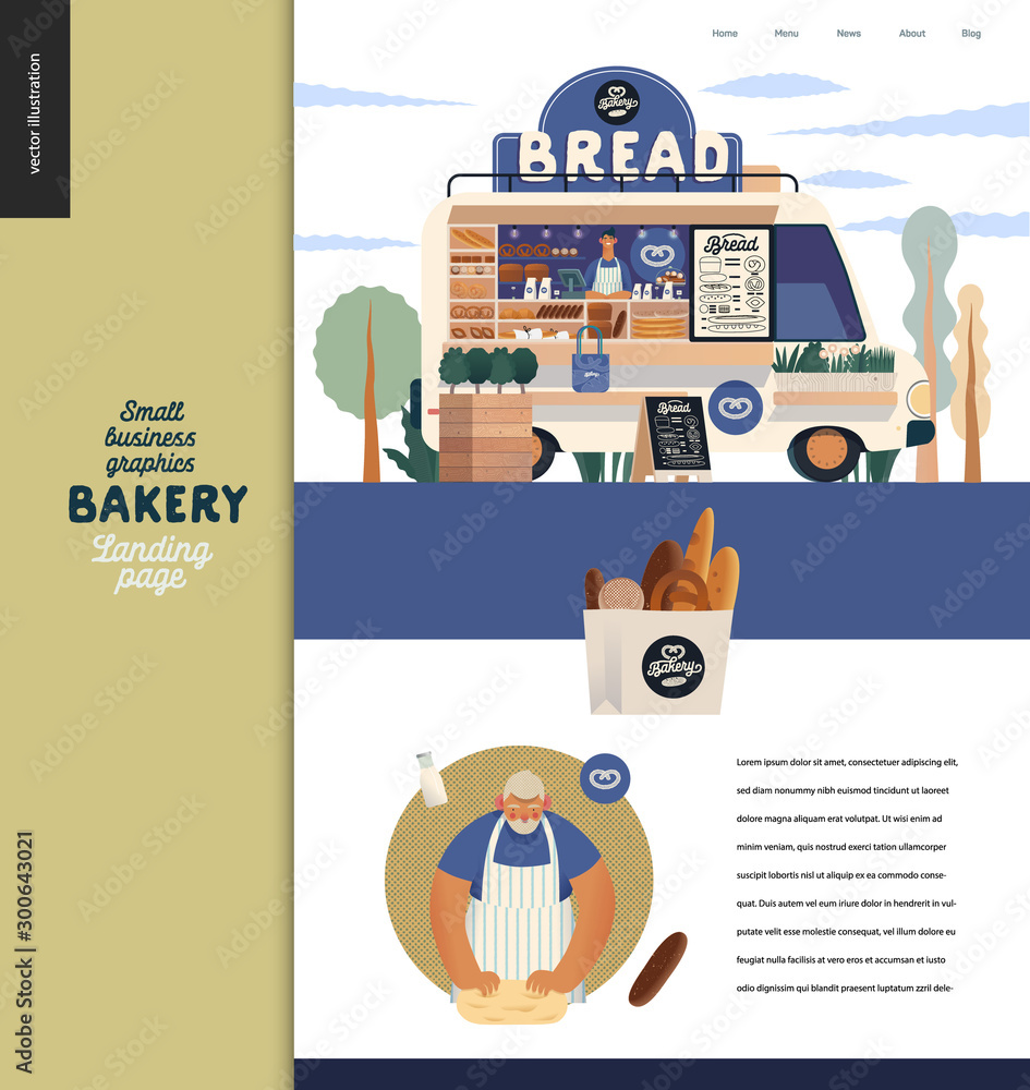 Bakery -small business illustrations -landing page design template ...