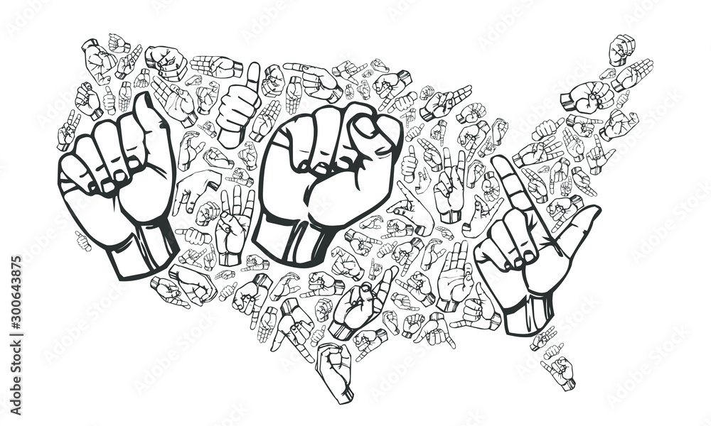 Sign Language ASL Country USA Stock Vector | Adobe Stock