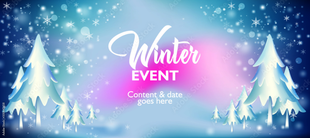 Winter season event banner background design template for music ...