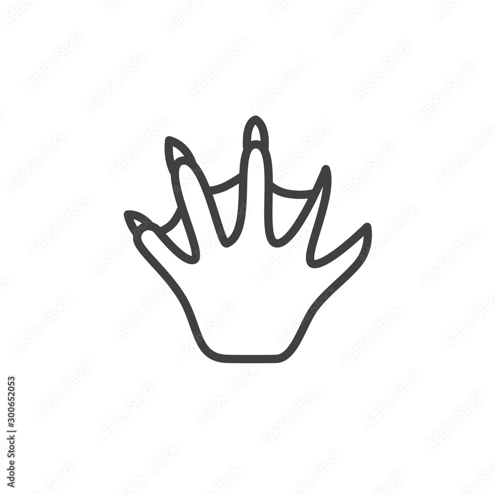Crocodile paw print line icon. linear style sign for mobile concept and ...