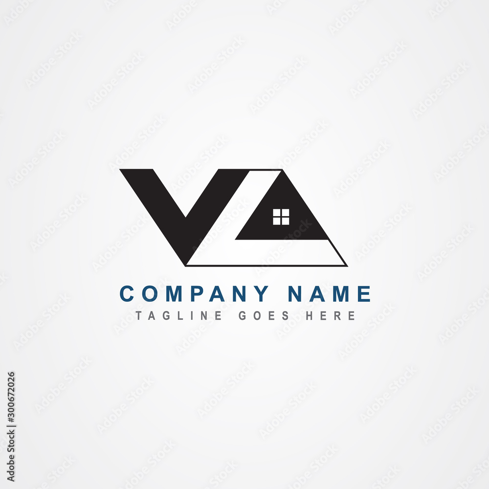 Letter or initial v incorporated with real estate logo design ...