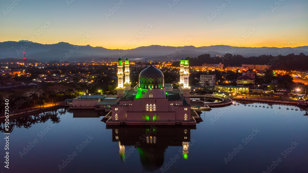 Aerial Drone image of beautiful mosque and the most famous tourist spot ...