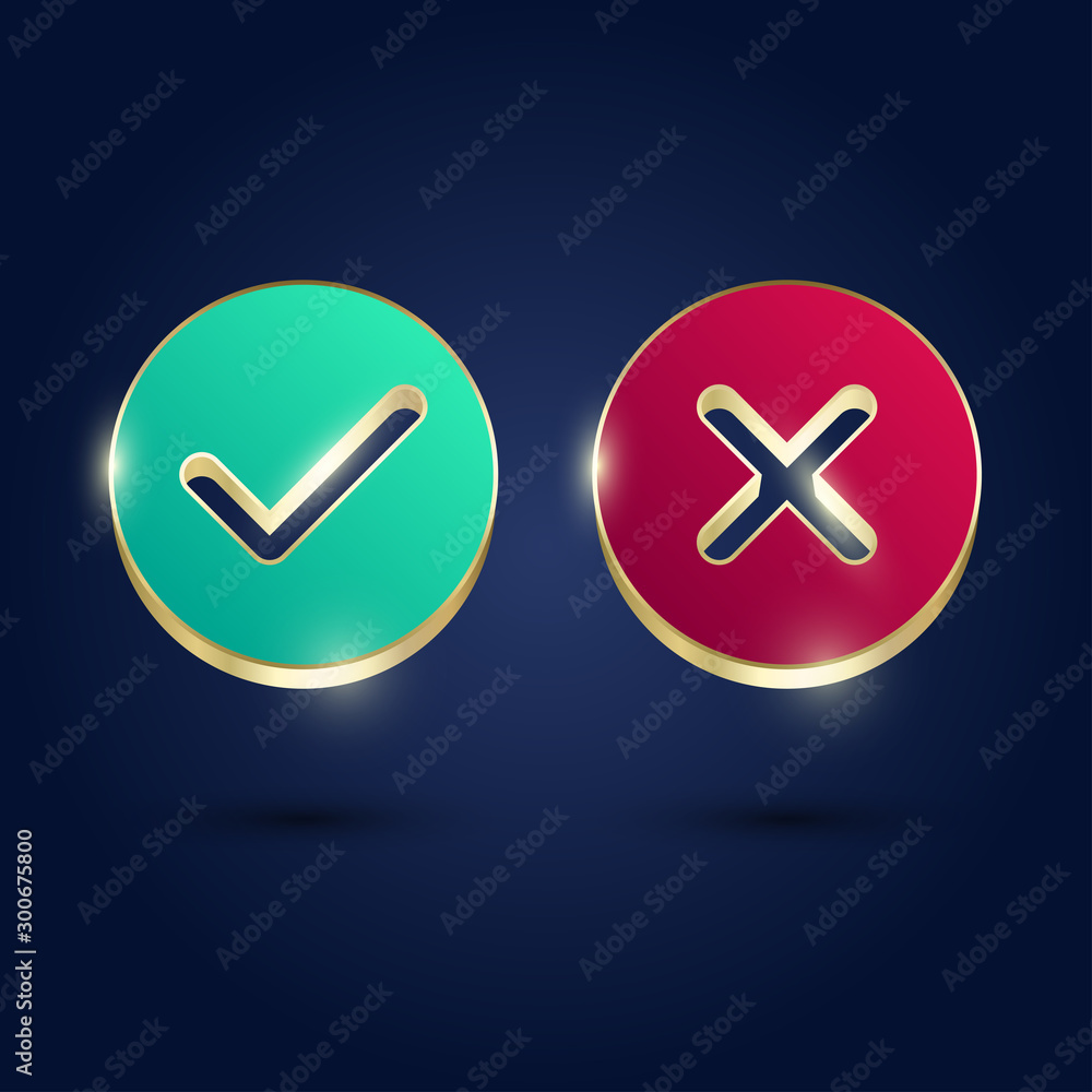 Tick icon set. Stylish check mark icon set in green and red color ...