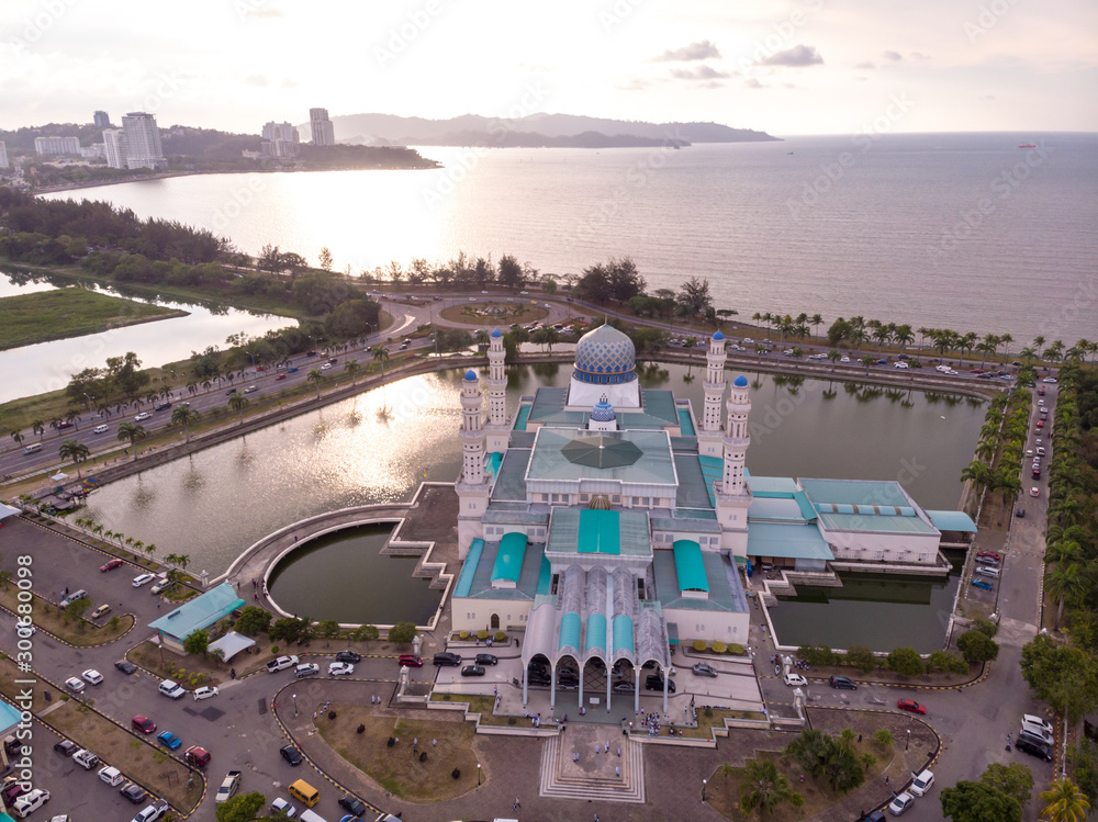Aerial Drone image of beautiful mosque and the most famous tourist spot ...