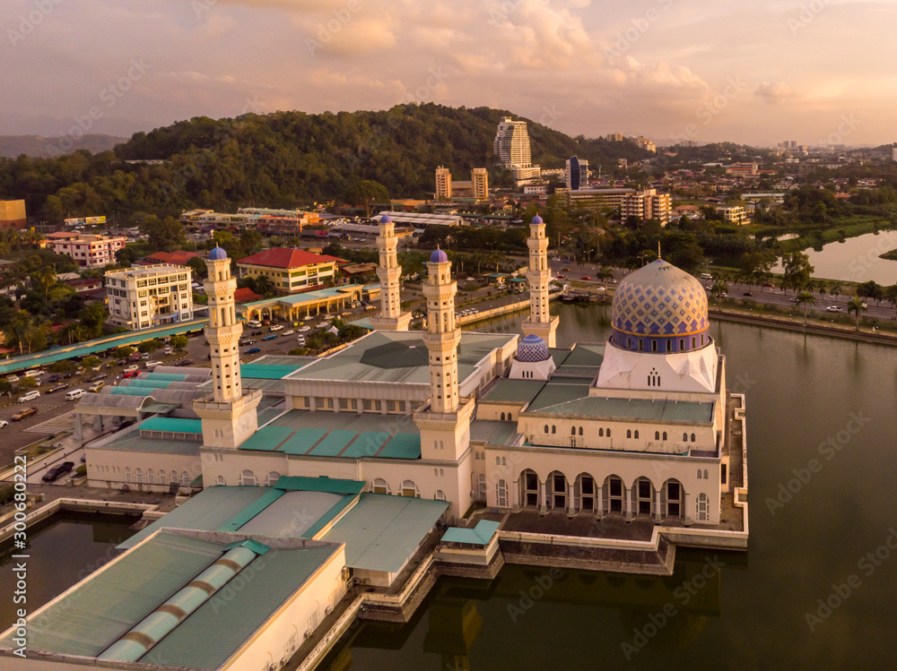 Aerial Drone image of beautiful mosque and the most famous tourist spot ...