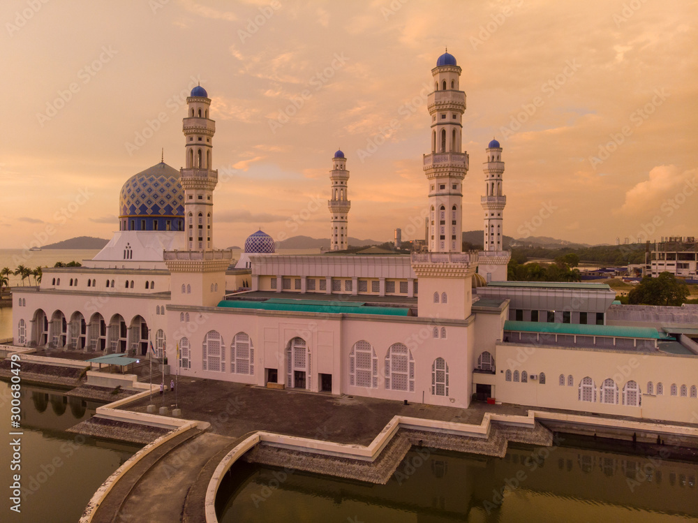 Aerial Drone image of beautiful mosque and the most famous tourist spot ...