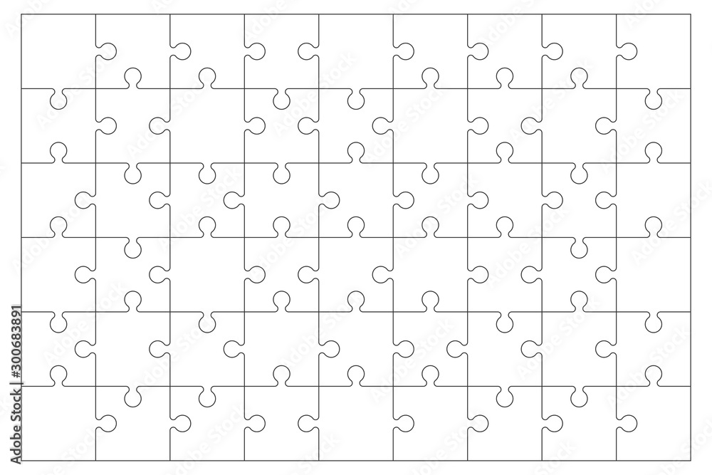 Jigsaw Puzzle blank with editable stroke. 6 x 9 puzzle pieces. Each ...