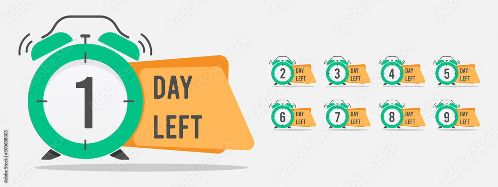 set of number days left countdown vector illustration template, can be ...