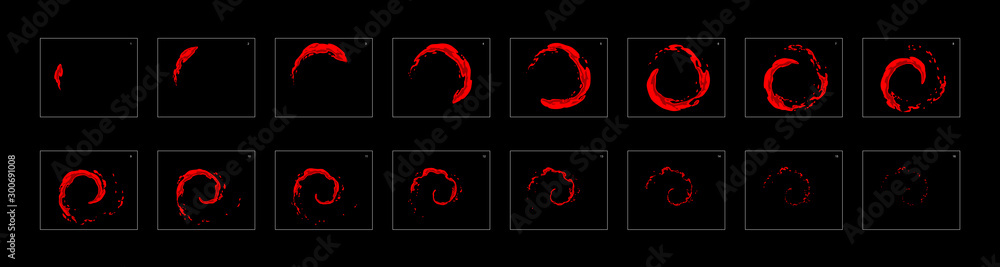 Obraz fire ring loop effect sprite sheet or animation frames. frame by ...