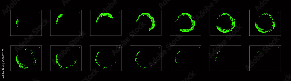 liquid circle animation effect. frame by frame classic animation for ...