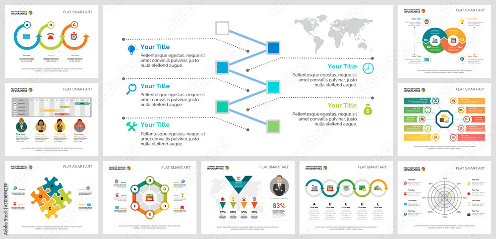 Colorful analytics or consulting concept infographic charts set ...