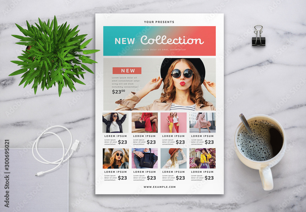 Collection Flyer Layout with Gradient Element Stock Template | Adobe Stock