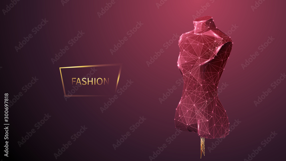 Fashion low poly wireframe vector banner template. Polygonal 3D ...