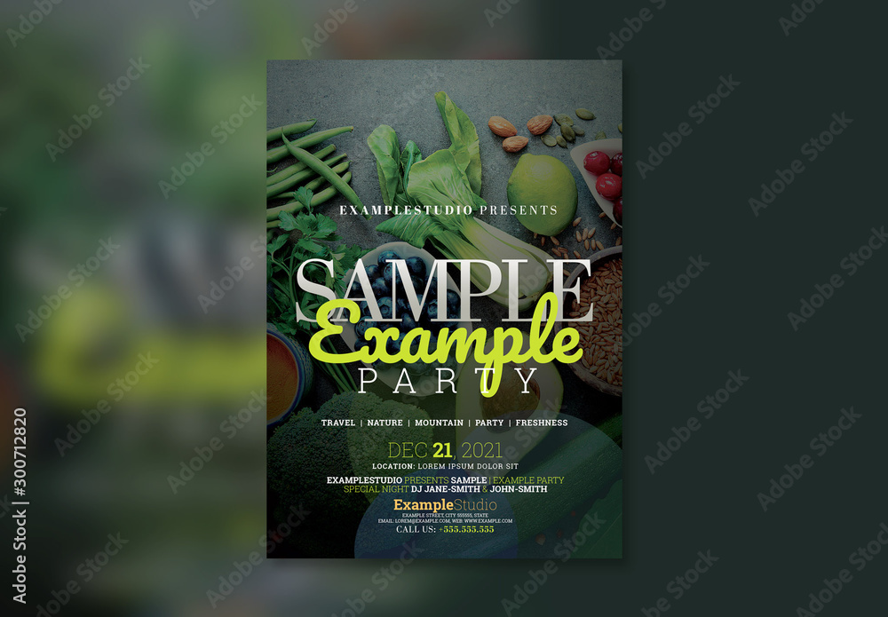 Event Poster Layout with Green Elements Stock Template | Adobe Stock