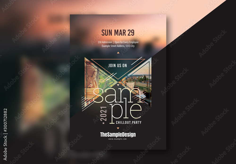 Dark Event Poster Layout with Triangles Stock Template | Adobe Stock