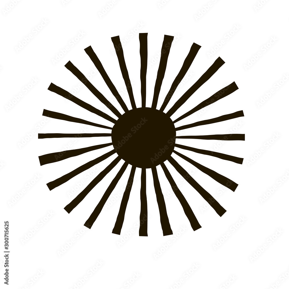 Simple solar shape clip art in vector. Black sun circle with rays ...