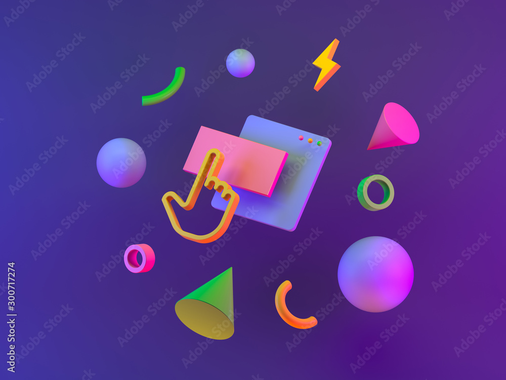 Simple geometric shapes geometric shapes for web design. 3d render ...