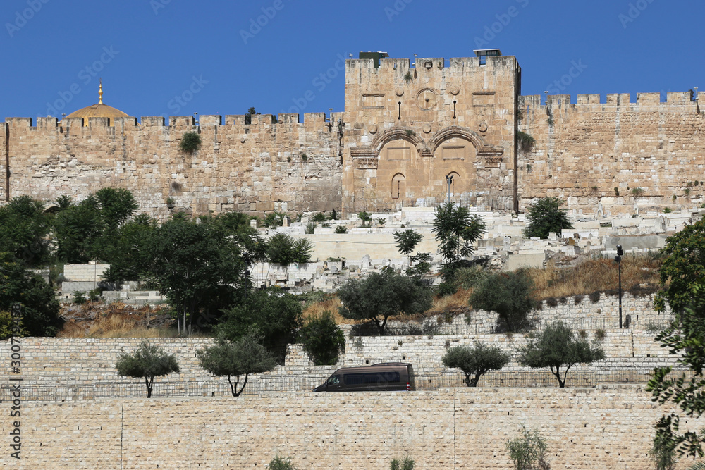 Golden Gate in the eastern wall of the Temple Mount in Jerusalem. Stock ...