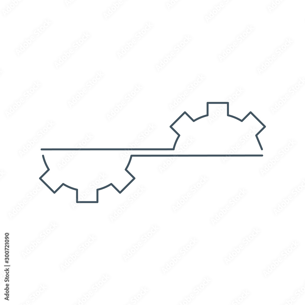 half linear gear logo design, repair concept, brocken wheel. vector ...