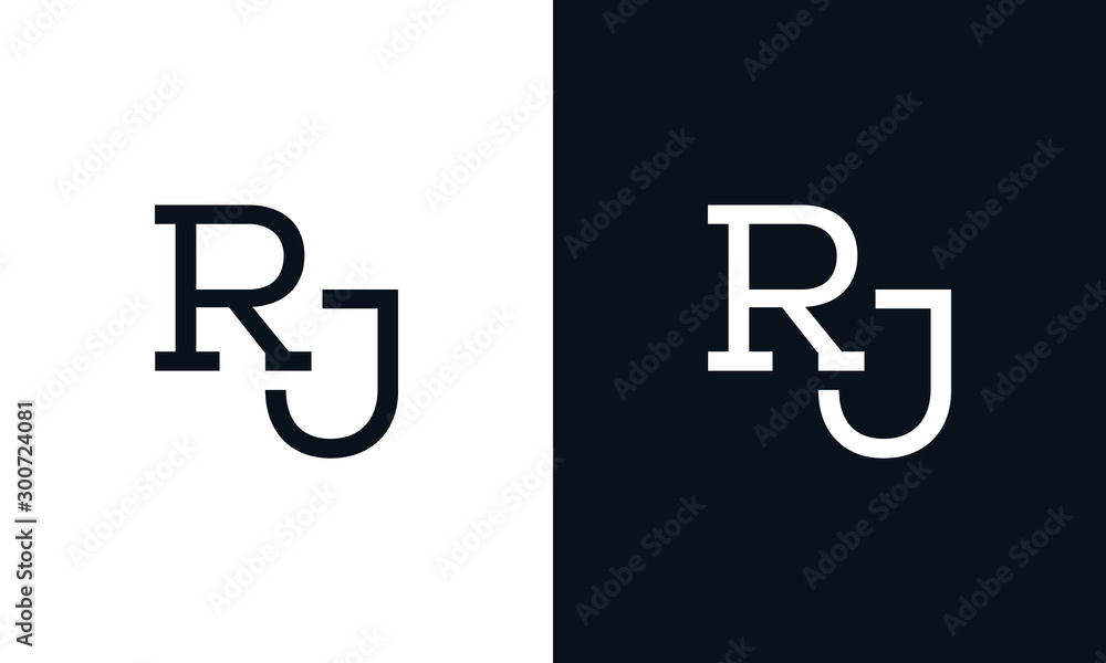 Minimalist line art letter RJ logo. This logo icon incorporate with two ...