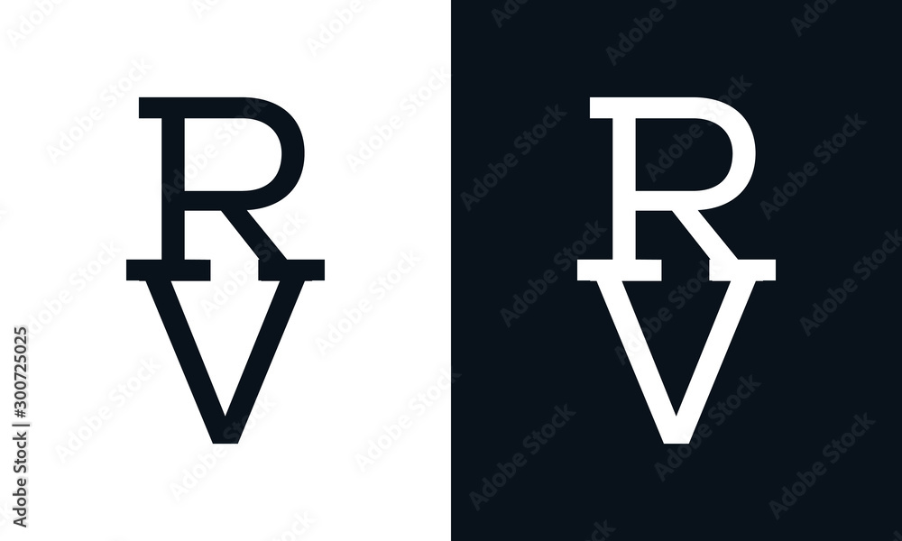 Minimalist line art letter RV logo. This logo icon incorporate with two ...