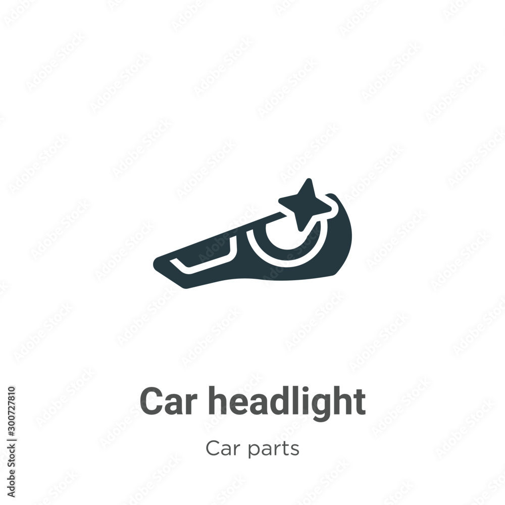 Car headlight vector icon on white background. Flat vector car ...