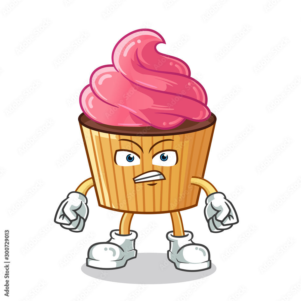 cupcake angry mascot vector cartoon illustration Stock Vector | Adobe Stock