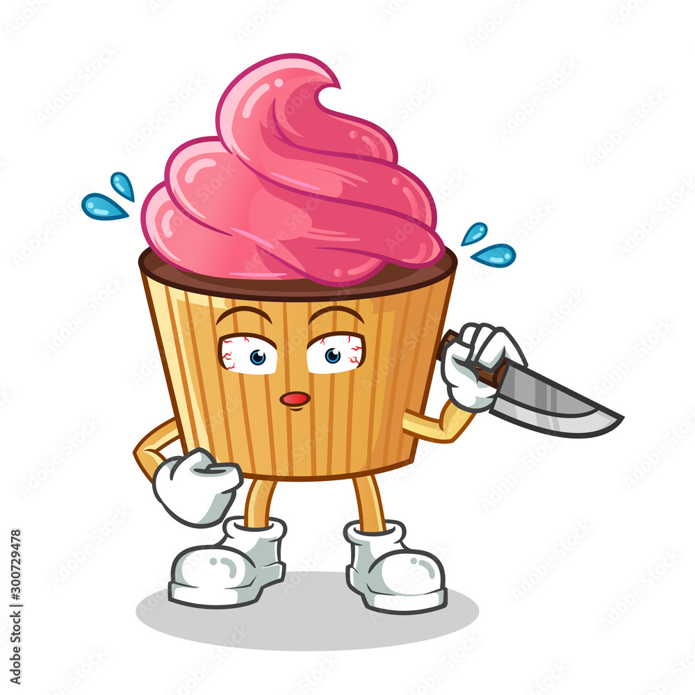 cupcake killer mascot vector cartoon illustration Stock Vector | Adobe ...