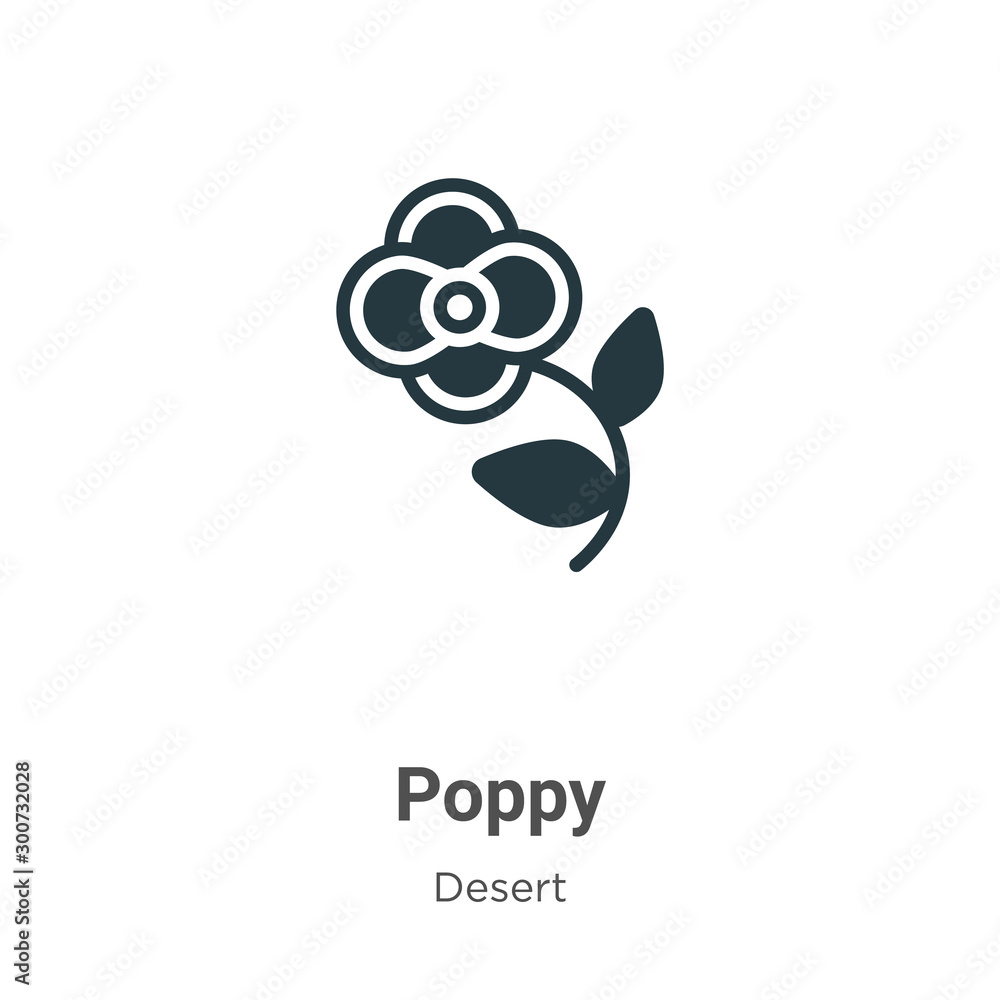 Poppy vector icon on white background. Flat vector poppy icon symbol ...
