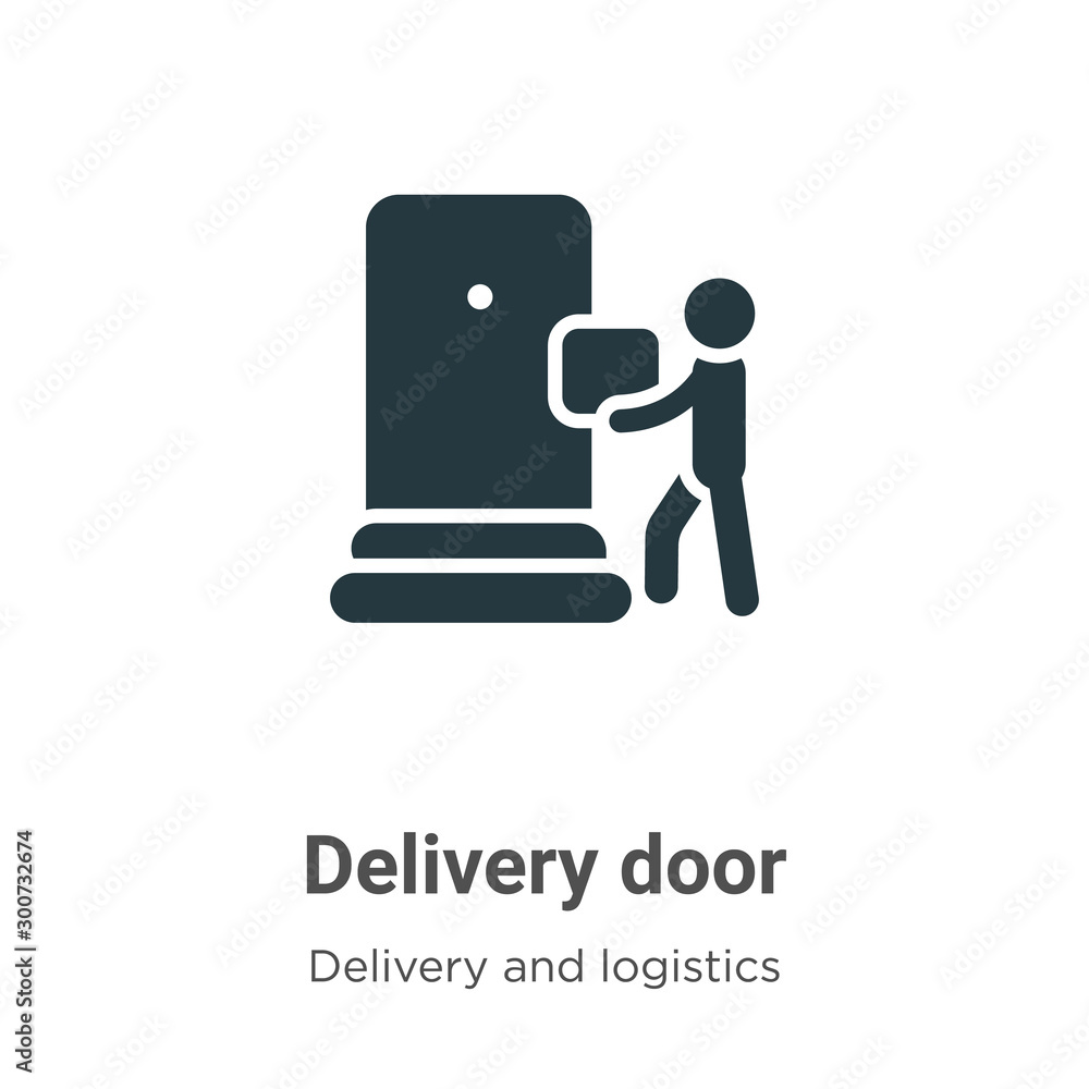 Delivery door vector icon on white background. Flat vector delivery ...