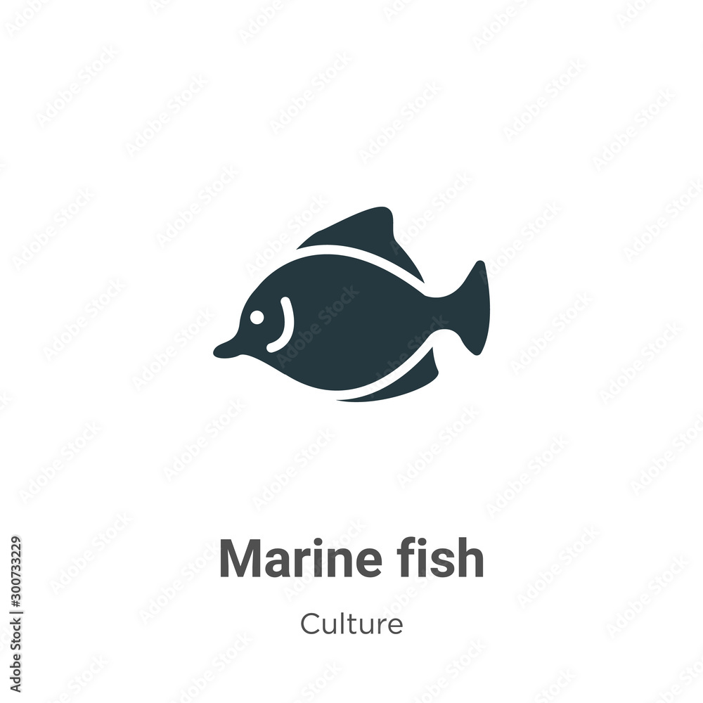 Marine fish vector icon on white background. Flat vector marine fish ...