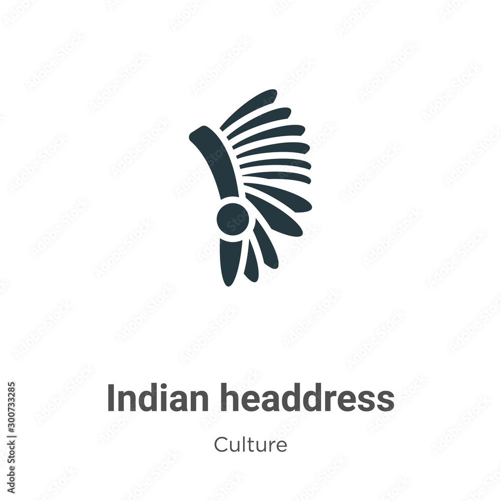 Indian headdress vector icon on white background. Flat vector indian ...