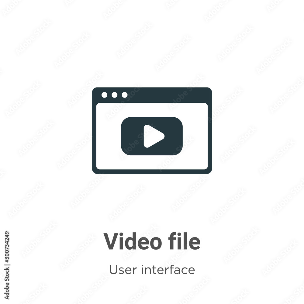 Video file vector icon on white background. Flat vector video file icon ...