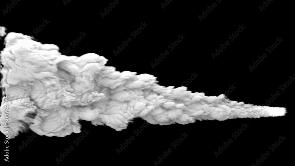 Highly detailed smoke trail of a rocket or meteor or asteroid ...