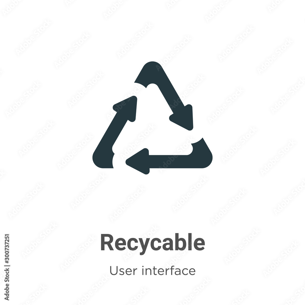Recycable vector icon on white background. Flat vector recycable icon ...