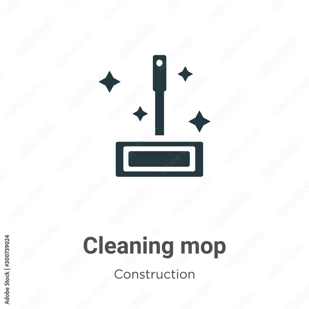 Cleaning mop vector icon on white background. Flat vector cleaning mop ...
